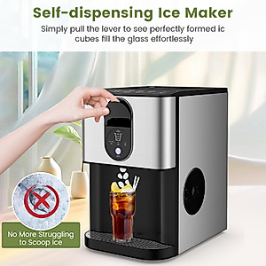 COSTWAY Self Dispensing Nugget Ice Maker Countertop, 56 Lbs/24H Soft Chewable Ice, Pebble Ice Maker with Self-Cleaning, One-Button Operation, Portable Stainless Steel Ice Maker for Home Office Party