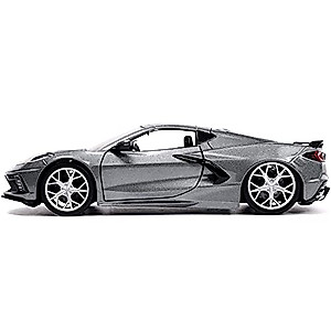 2020 Chevy Corvette Stingray C8 Dark Gray Metallic Hyper-Spec Series 1/24 Diecast Model Car by Jada 32716