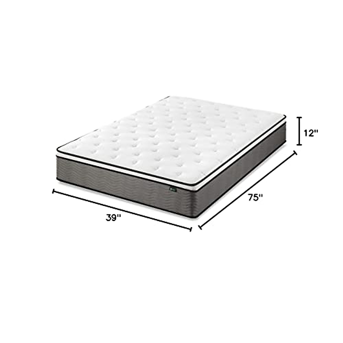 ZINUS 12 Inch Support Plus Pocket Spring Hybrid Mattress / Extra Firm Feel / Heavier Coils for Durable Support / Pocket Innersprings for Motion Isolation / Mattress-in-a-Box, Twin