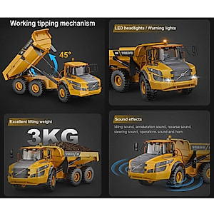 ZRYYWAN 1/20 Large 23IN Electric Remote Control Dump Truck A40G, 2.4G Simulated Acoustic-Optical RC Engineering Vehicle Model Transport Vehicle, 6-Wheel Lifting Bucket Construction Truck