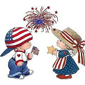 without brand Set of 48 Envelope Seals Labels Cute Kids Fourth of July Patriotic 1.2" Round