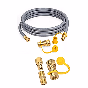 GASPRO 12 Feet 3/8-Inch Natural Gas Hose, Comes with An Extra Set of Quick Connect Fittings, Fit for Natural Gas Grill, Solid Brass
