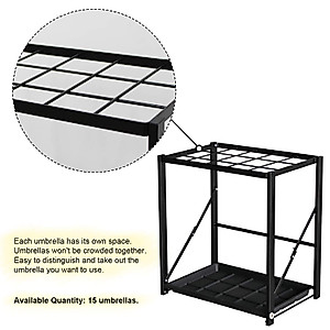 GL GLOBAL LIFE Folding Umbrella Storage Stand Rack Holder Organizer Free Standing Industrial Umbrella Rack for Entryway Home Commercial Office Hotel Entry Hallway Patio Décor with Removable Drip Tray