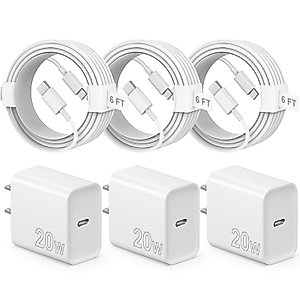 iPhone 15 Fast Charger USB C Charger 3-Pack iPad Pro Charger 6FT USB C Wall Charger Compatible with iPhone 15,iPad Pro,iPad Mini 6,iPad Air4,iPad Pro 12.9,iPad Pro 11 inch 2021/2020/2018