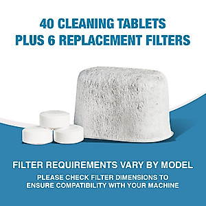 CleanEspresso Espresso Machine Cleaning Tablets and Filters For Breville Espresso Machines (40 Tablets + 6 Filters) - 2 Gram Cleaning Tablets & Replacement Water Filter - Espresso Cleaner Accessories
