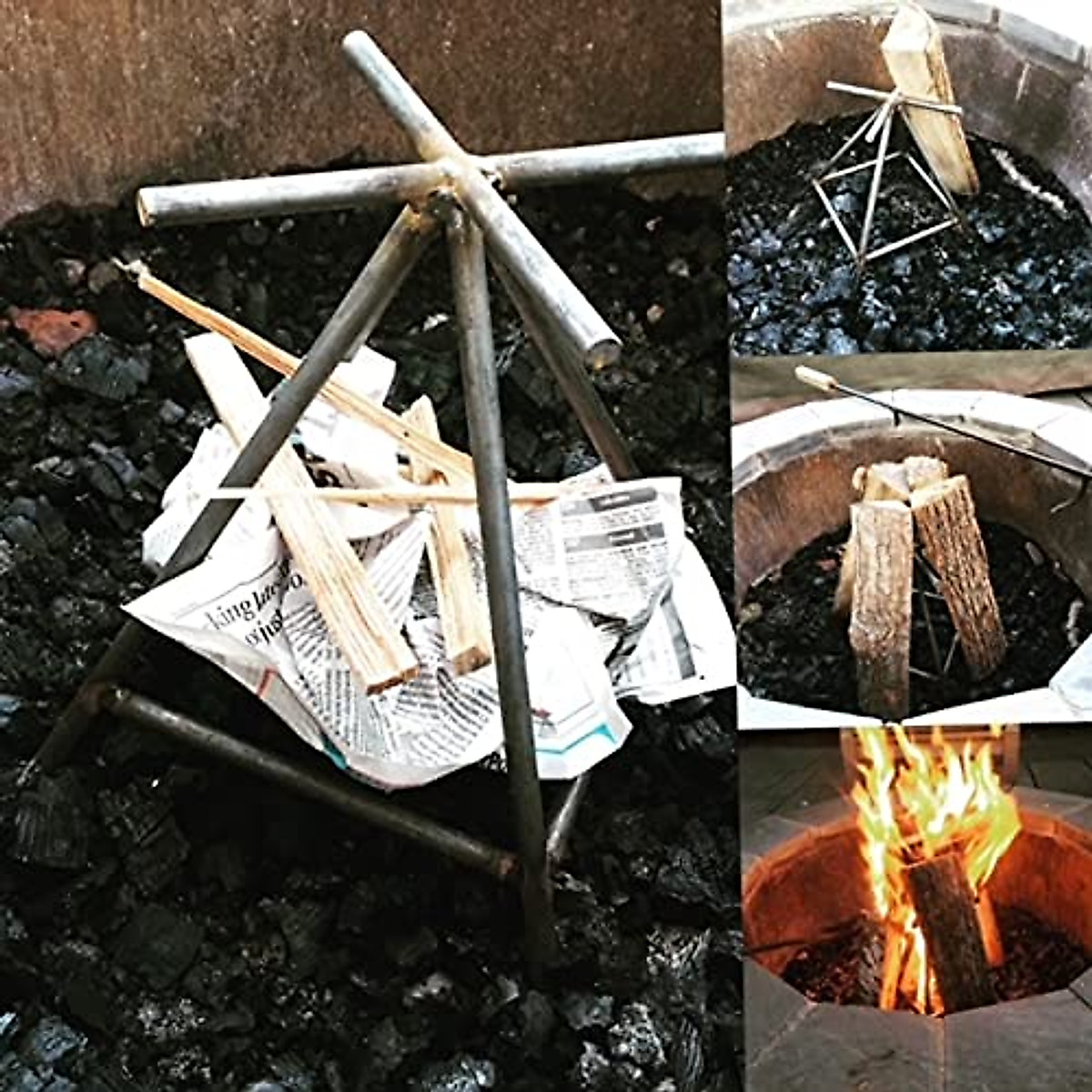 The Original Vertical Fire Pit Grate, Chiminea, Kiva Fireplace Firewood - Low Smoke, Big Flames, High Heat …