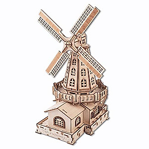 GuDoQi 3D Wooden Puzzle for Adults, Wooden Dutch Windmill, Model Kits to Build, Wood Craft Kit, DIY Assembly Toy, Idea Gifts for Birthdays Mother's Day