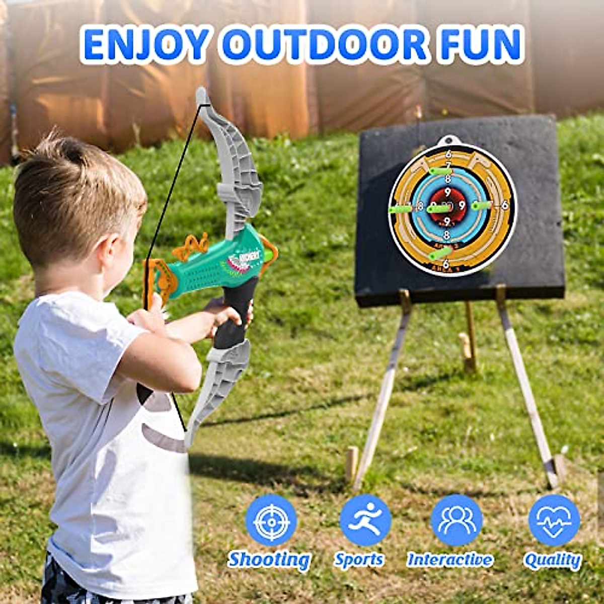 Britik Bow and Arrow for Kids Toys - Archery Set with 20 Suction Cup Arrows, Gifts for Boys Girls Toddler Age 4 5 6 7 8 Year Old