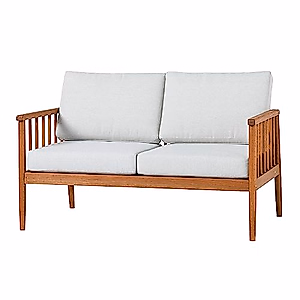 Walker Edison Dekian Modern Outdoor Spindle Style Double Lounge, 51 Inch, Brown