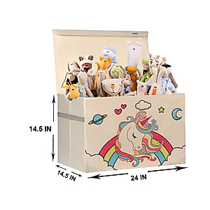 Yosayd Flexible Unicorn Kids Fabric Toy Storage Bins with Flip-top Lid, Light Weight Large Toy Chest for Toy, Book, Clothing
