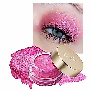 Oulac Hot Pink Glitter Eyeshadow Highly Pigmented Eye Shadow Waterproof & Long Lasting for Women with Moisturizing Smooth Formula. Multi-use for Highlighter, Shimmer Glitter Eye Makeup. Large Capacity 0.42 oz.(09)