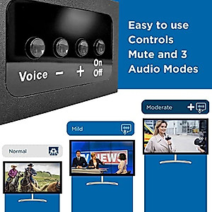 TV Ears Voice Clarifying TV Sound Bar – TV Speaker System for Great Sound and Hearing TV Dialog More Clearly – Compatible with Any Television – Clarifying Audio System for Hearing Impaired TV Viewers