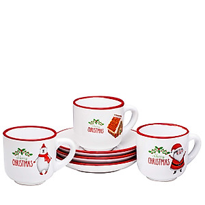 Bruntmor Gift Choice: Espresso Cups And Saucers Set Of 4. Small 4 Ounce Stackable Espresso Cups With Rack. Stacking Espresso Coffee Cup Of 4. Theme, 4 Oz