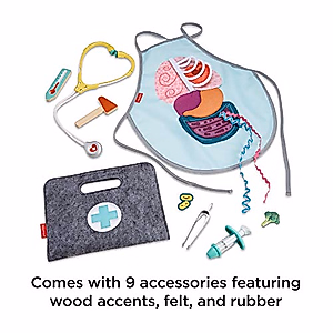 Fisher-Price Patient and Doctor Kit - 9-Piece Medical Pretend Play Gift Set Featuring Real Wood for Preschoolers Ages 3 Years & Up