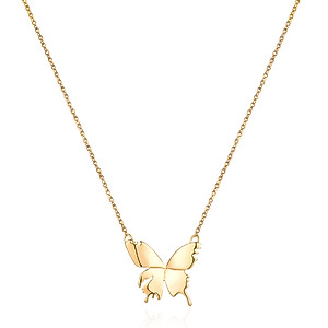 MTMY Gold Pendant Necklace for Women 14K Gold Plated Snake Bee Hummingbird Dove Eagle Animal Necklace Dainty Necklace Simple Delicate Jewelry (butterfly 5)