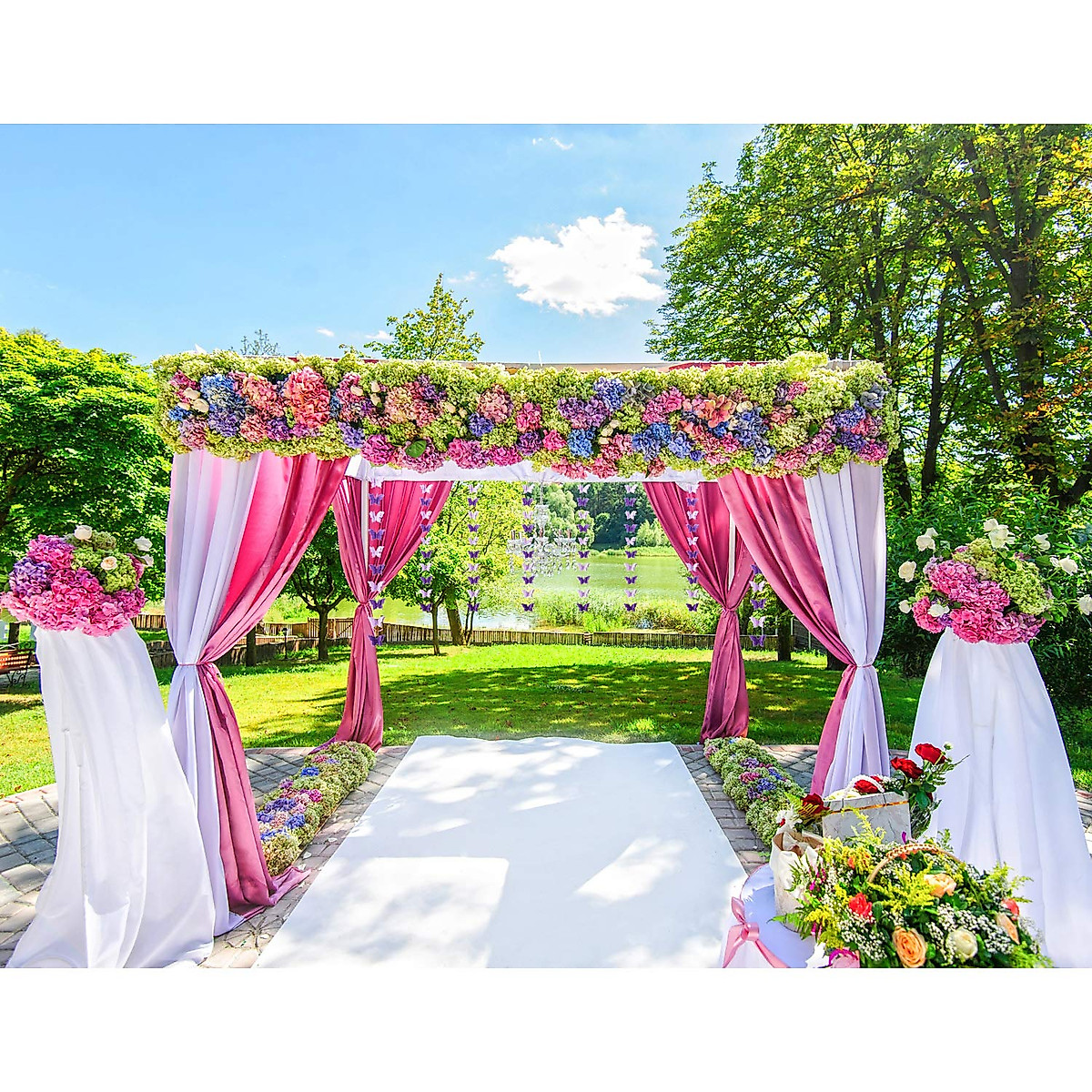 2 Pieces 3D Paper Butterfly Banner Hanging Decorative Garland for Wedding Baby Shower Birthday Proposal, 118 Inches Long (Purple)