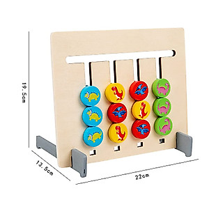 Y YTONGSOON Four-Color Dinosaur Animal Logic Game Double-Sided Wooden Montessori Enlightenment AIDS Children's Educational Toys