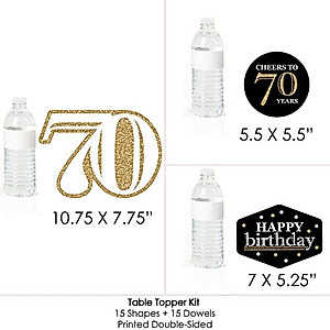 Big Dot of Happiness Adult 70th Birthday - Gold - Table Decor Kit - Party Centerpieces Photo Table Toppers Bundle - 30 Pc