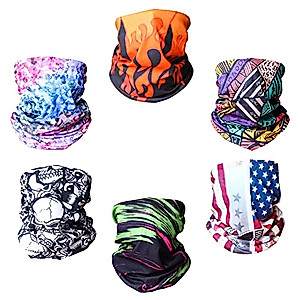 Candygirl 6PCS Neck Gaiter Face Mask Scarf Magic Sun UV Protection Headband Face Cover Bandana for Workout Yoga Hiking Cycling