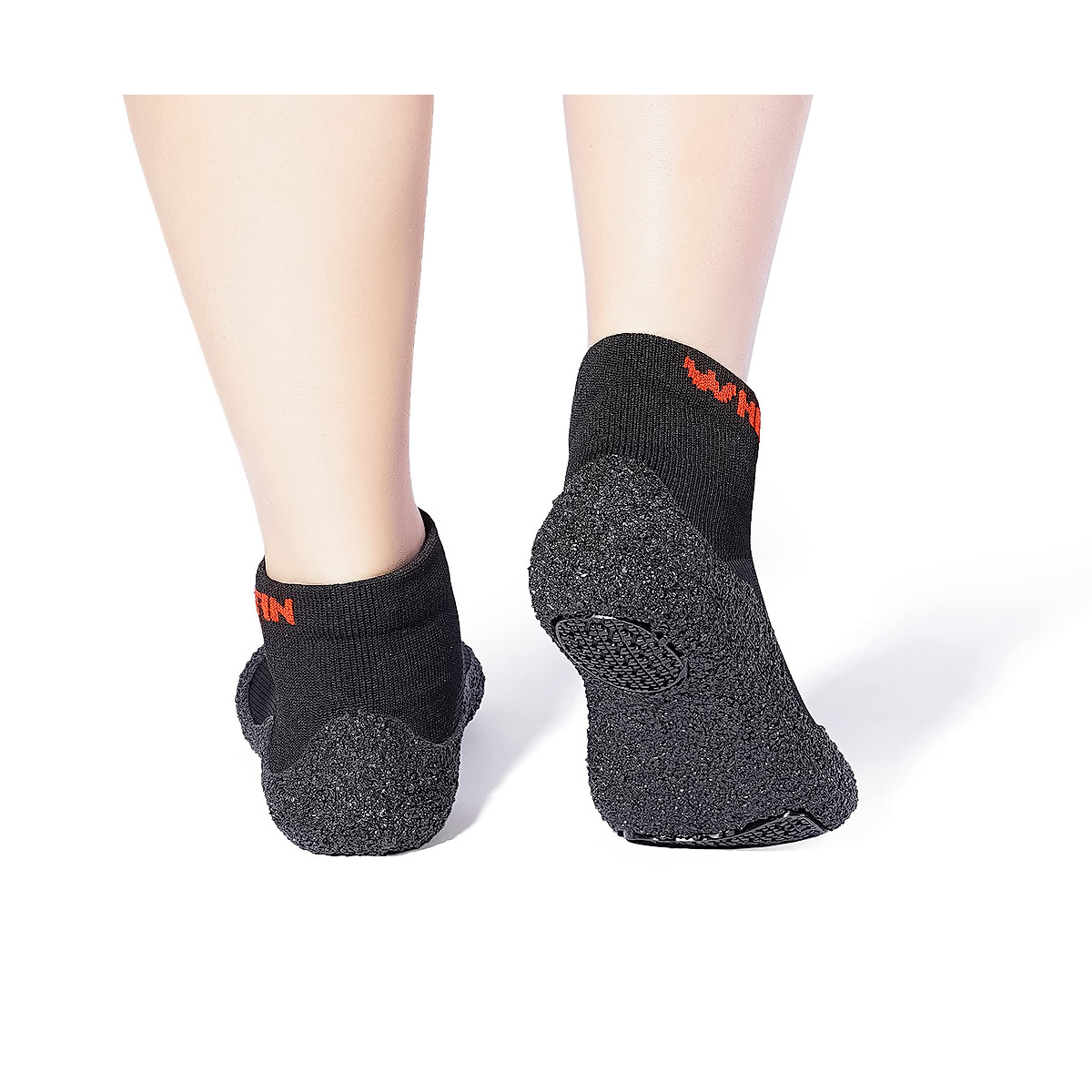 WHITIN Yoga Socks Slippers for Women Men Size 9 Gym Barefoot Minimalist Pilates Pregnant with Grips Grippers Sticky Bottom Barre Mesh Water Pool Beach Tennis Black