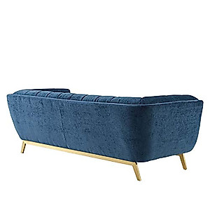 Modway Bestow Tufted Crushed Performance Velvet Sofa in Navy