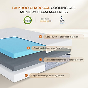 Sweetnight King Mattress, 10 Inch Plush Foam Mattress, Cooling Gel Memory Foam Mattress for Comfy Sleep and Moisture Wicking