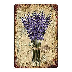 Herb Garden Signs Decorative Flowers Metal Signs Lavender Plaque Metal Vintage Pub Wall Home Art Kitchen Garden Farmhouse Decor