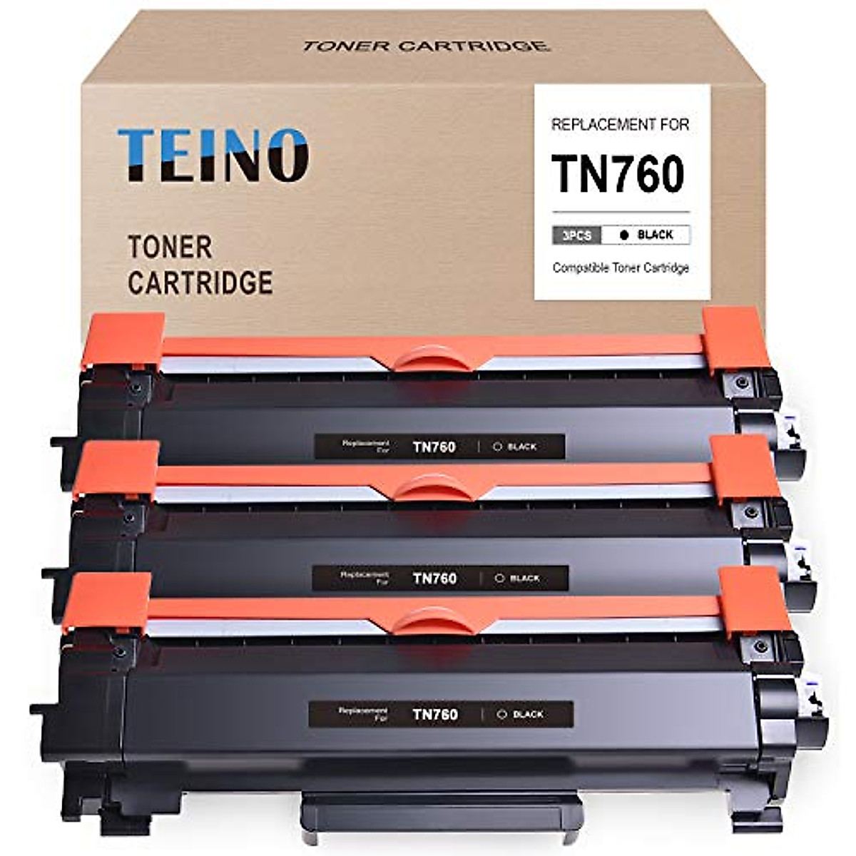 TEINO Compatible Toner Cartridge Replacement for Brother TN760 TN-760 TN730 use with Brother HL-L2350DW L2395DW MFC-L2710DW L2750DW L2730DW DCP-L2550DW HL-L2390DW L2370DWXL (Black, 3-Pack)