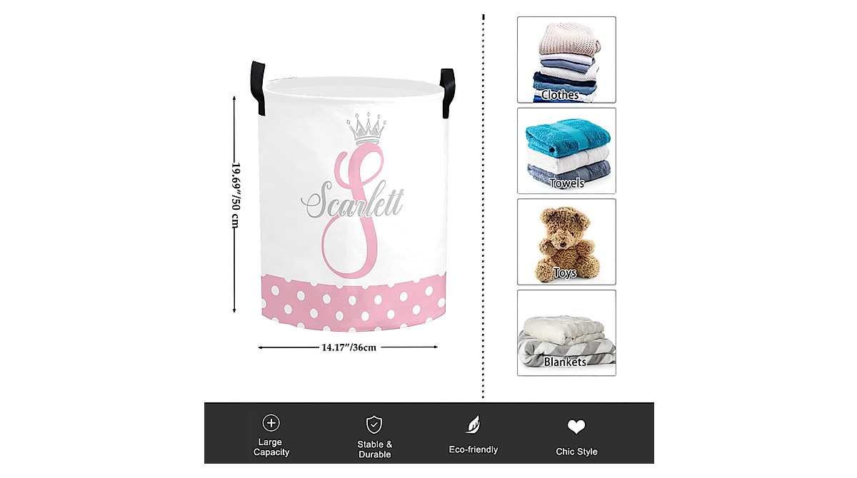 Personalized Princess Pink Laundry Hamper for Kids