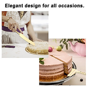 BSTKEY Pack of 2 Gold Cake Pie Pastry Servers, Cake Knife and Server Set, Vintage Engraved Cake Cutter Serving Spatula Set for Wedding Birthday Parties Christmas Thanksgiving and Events