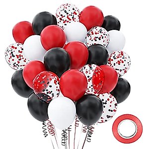 Black and Red Confetti Balloons, 60Pcs 12Inch Black and Red Confetti Party Balloons, Suitable for Graduation, Mother's Day, birthday, Wedding, Engagement, Corporate Events and Other Decorations.