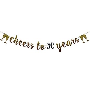 Cheers To 30 Years Banner Gold And Black Glitter Paper Party Decorations For 30 TH Wedding Anniversary 30 Years Old 30TH Birthday Party Supplies Letters Black And Gold Betteryanzi