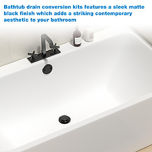 Black Bathtub Drain Kit- Tub Drain Conversion Kit- Black Bathtub Drain Overflow Kit-Brass Construction - Matte Black