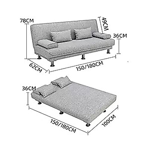 JHKZUDG Fabric Sofa Bed, with Chrome Legs Convertible Folding Sofa Bed, 3 Angles Adjustable Back,for Compact Living Spaces,Apartments Office Dorms,Green,180 × 62 × 78cm