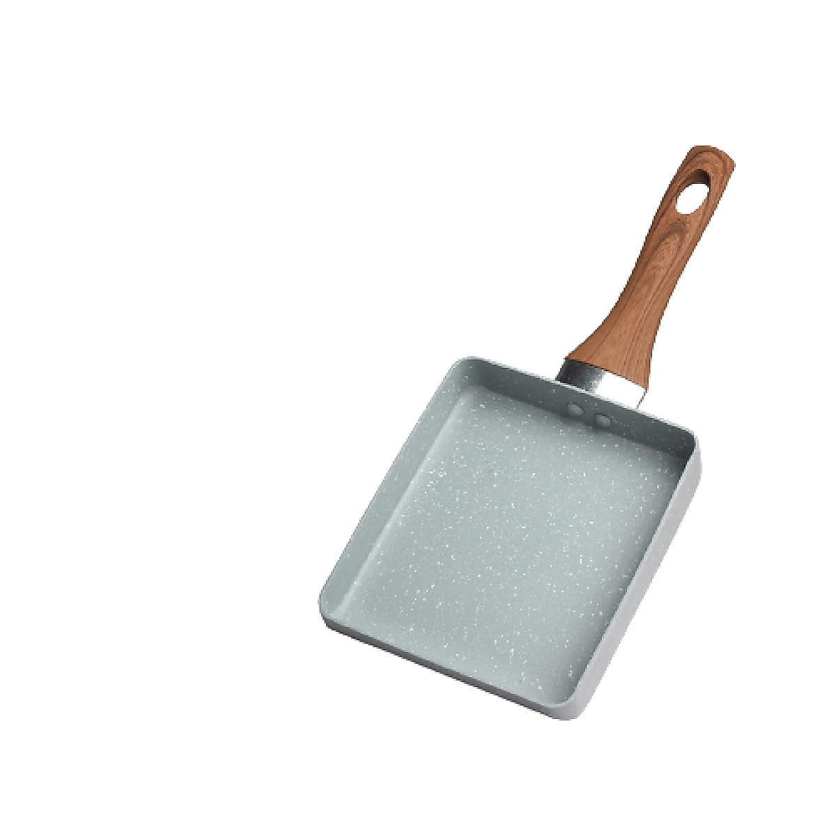 Japanese Style Frying Pan Square Maifan Stone Pot Non-stick Pan 13X18cm黑色木纹柄