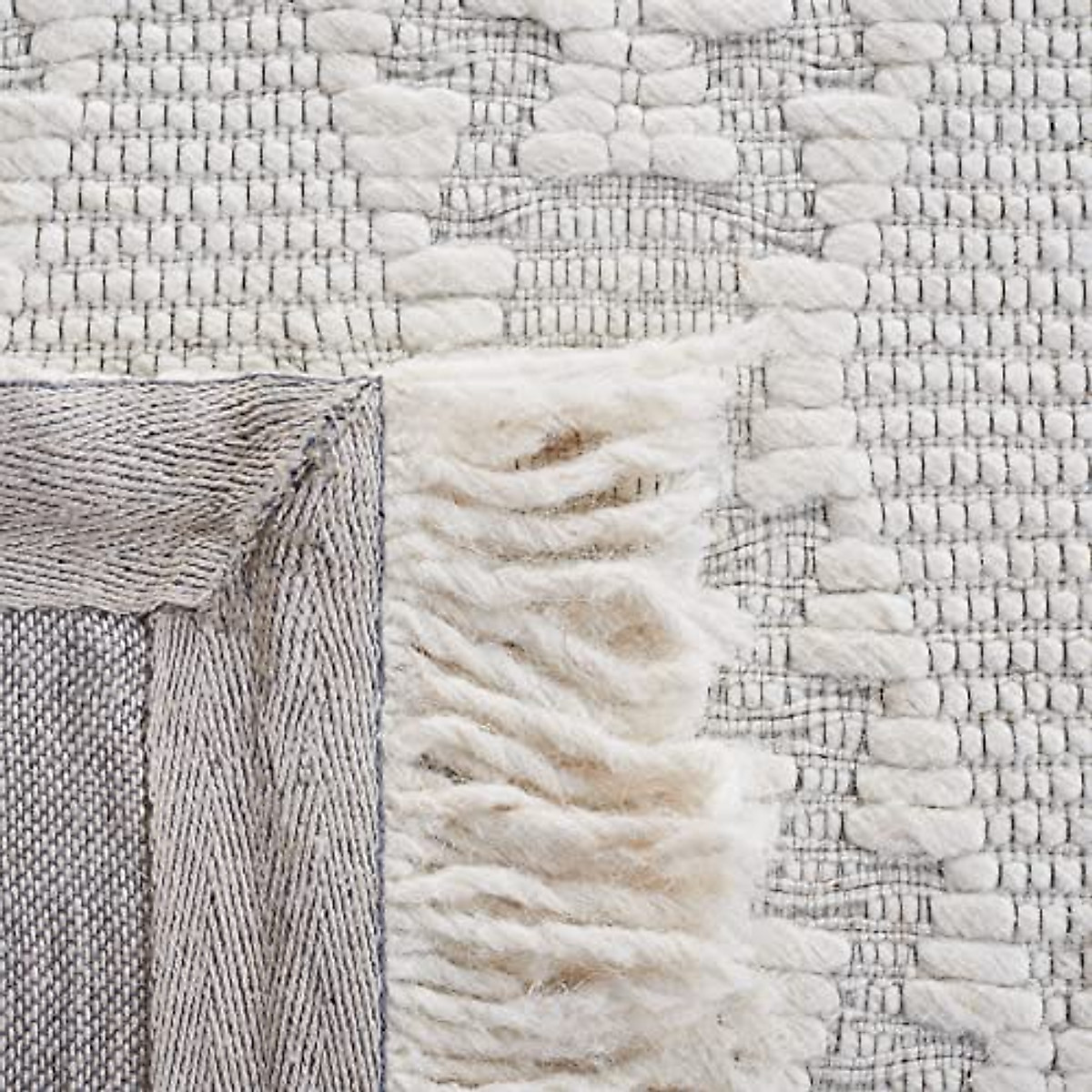 Safavieh Marbella Collection 8' x 10' Ivory MRB202A Handmade Boho Trellis Fringe Wool Living Room Dining Bedroom Area Rug