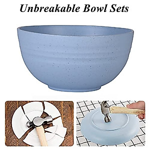 WANBY Lightweight Wheat Straw Cereal Bowls Unbreakable Dinner Bowl Set Dishwasher & Microwave Safe (8 Pack 26Oz)