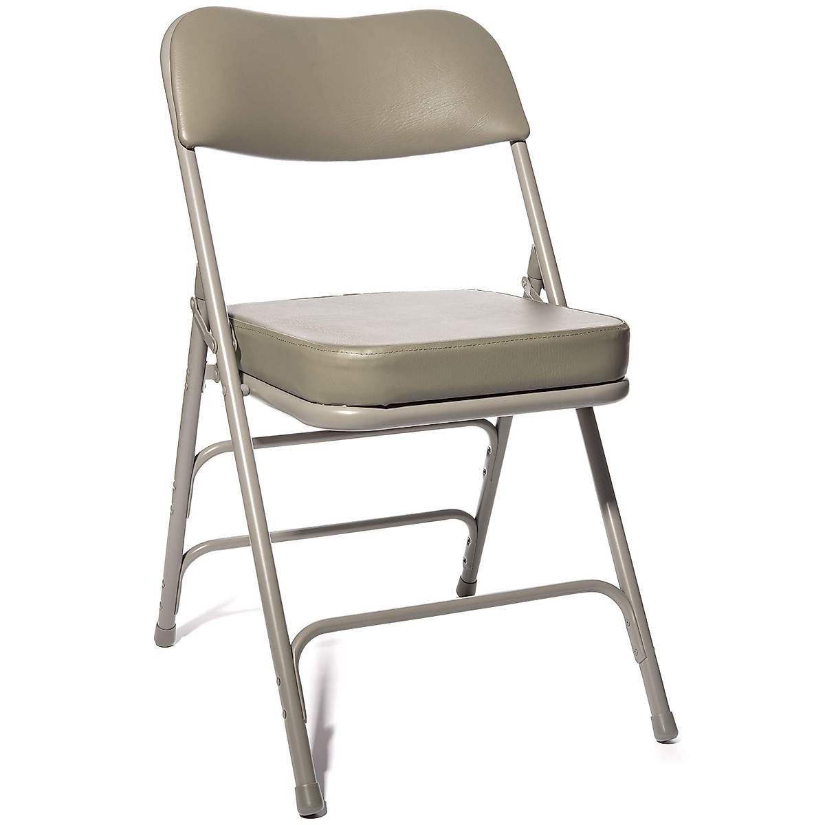 XL Series Vinyl Upholstered Folding Chair (2 Pack) - Heavy Duty Ultra Padded 2" Thick Padded Seat and Back, Triple Braced - Quad Hinging, 300 lb Tested (Grey)