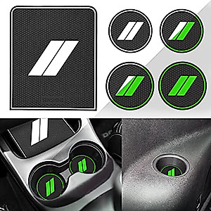 SENSHINE for Dodge Journey Accessories 2022 2021 2020 2019 2018 2011-2021 Non-Slip Anti Dust Cup Holder Insert Center Console Liner Trim Door Packet Mats Custom Interior 5PC (White Trim,Glow in Dark)