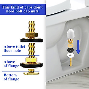 Toilet Floor Bolts and Caps Kit, Universal Toilet Flange Repair Kit Solid Brass Toilet Fixing Bolts and Nuts Set American Standard Toilet Parts Including Toilet Bolt Caps Closet Bolts and Washers