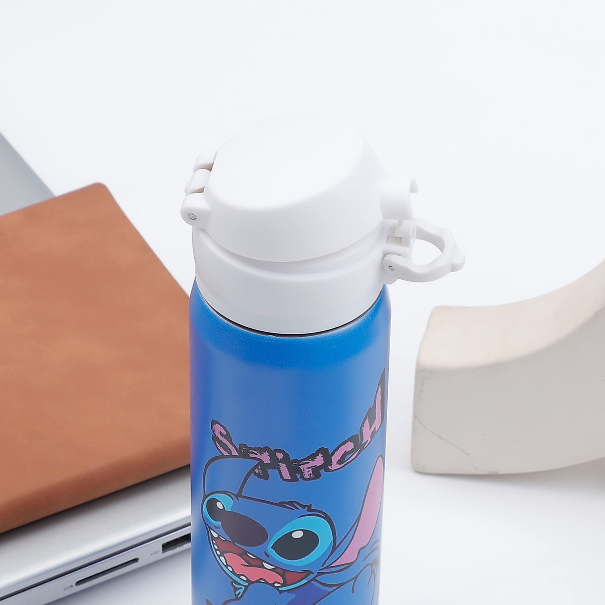 G-Ahora Stitch Water Bottle,Kawaii Cartoon Water Bottle Cup,Reusable Water Bottle for Girl 500ml (B)