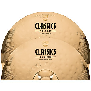 Meinl 14" Medium Hihat (Hi Hat) Cymbal Pair - Classics Custom Brilliant - Made in Germany, 2-YEAR WARRANTY (CC14MH-B)