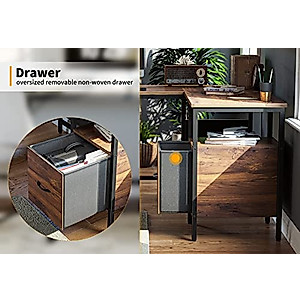 CubiCubi L Shaped Desk with Shelves, 59.1 Inch Corner Computer Desk, Home Office Gaming Writing Workstation with Large Non-Woven Drawer, Deep Brown