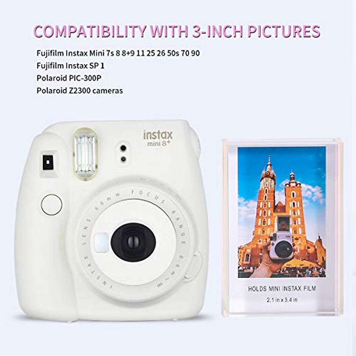 Instax Mini Frames 2x3 Masqudo Polaroid Picture Frame Clear Cute Photo Frames for Tabletop Desktop Freestanding Sliding Photo Display for Fujifilm Polaroid Film