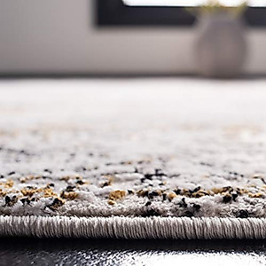 SAFAVIEH Amalfi Collection 9' x 12' Cream / Gold AMF572A Modern Abstract Distressed Area Rug