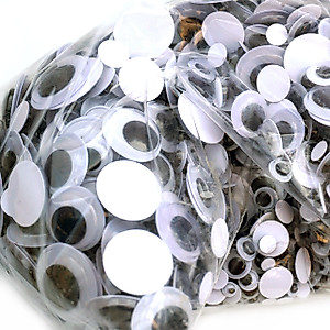 Ayedvan 2300 Pieces 5mm -24mm Black Wiggle Googly Eyes with Self-Adhesive，It Can Be Used for Decoration and Pranks