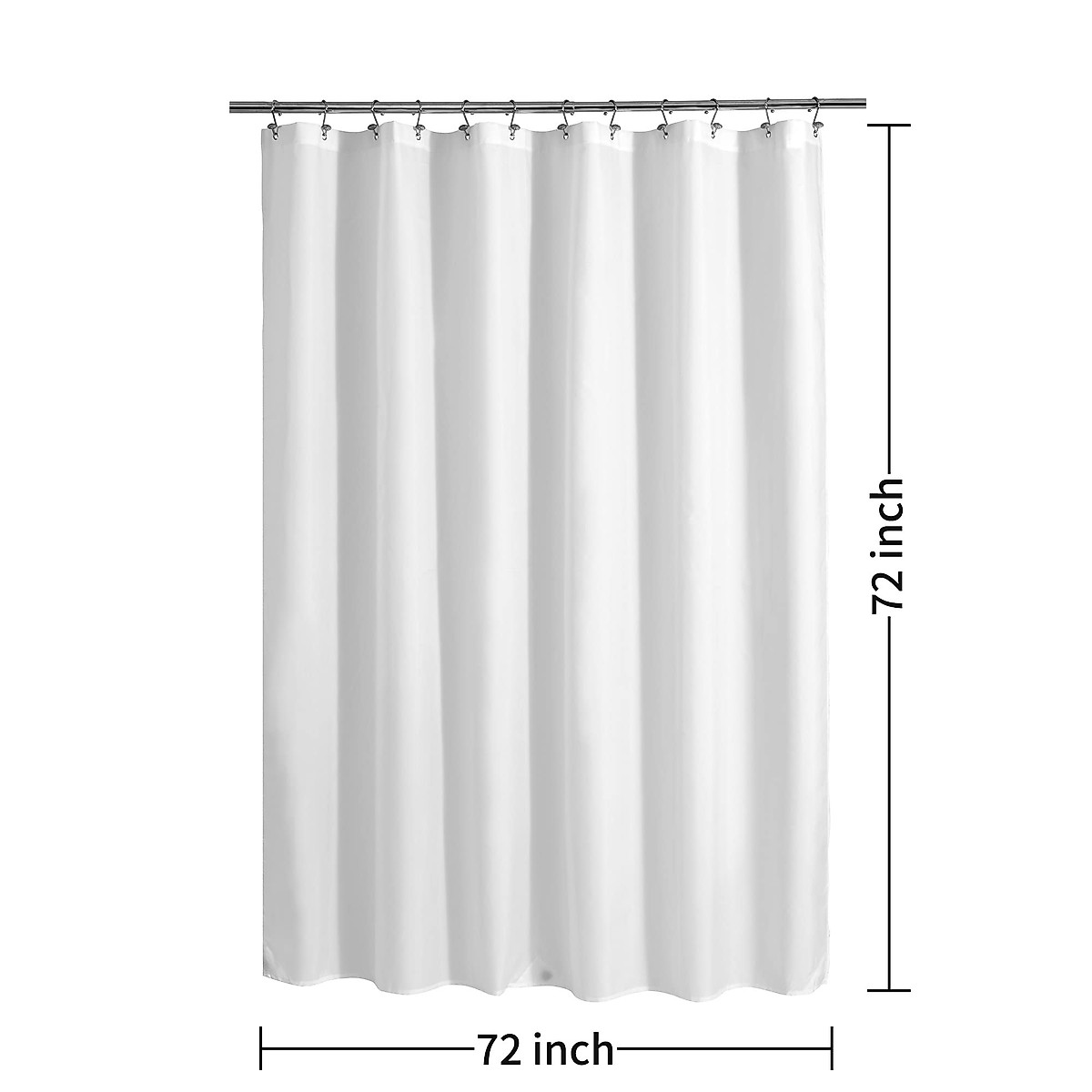 ALYVIA SPRING Waterproof Fabric Shower Curtain Liner with 3 Magnets - Soft Hotel Quality Cloth Shower Liner, Light-Weight & Machine Washable - Standard Size 72x72, White