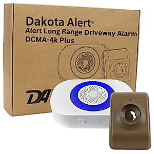 Dakota Alert Long Range Driveway Alarm Motion Detector - DCMA-4k Plus One Mile Wireless Range Alarm System - DCMT-4000 Transmitter & RE-4k Plus Receiver-Use Outdoors, Driveways, Entrances & Backyards