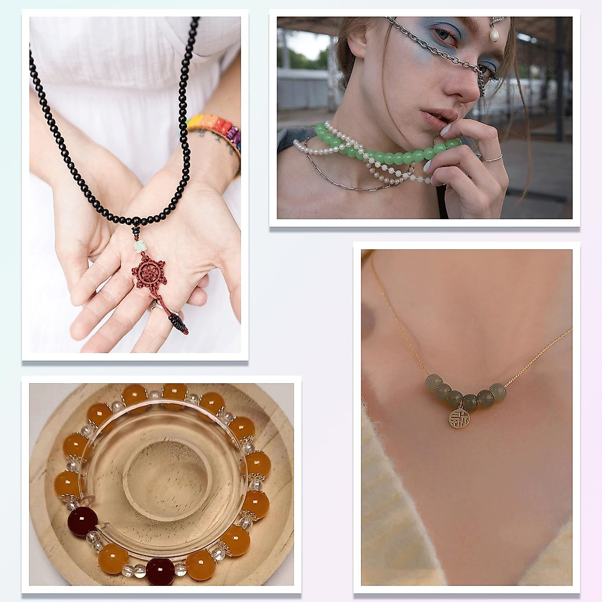 LOTMER 980 PCS 8mm Glass Beads for Jewelry Making - 28 Colors - Round Crystal Gemstone Beads for Jewelry, Necklace, Bracelet, Phone Lanyard Making DIY Craft