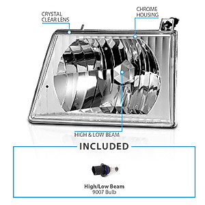 AmeriLite Van Crystal Headlights for Ford Econoline - Passenger and Driver Side